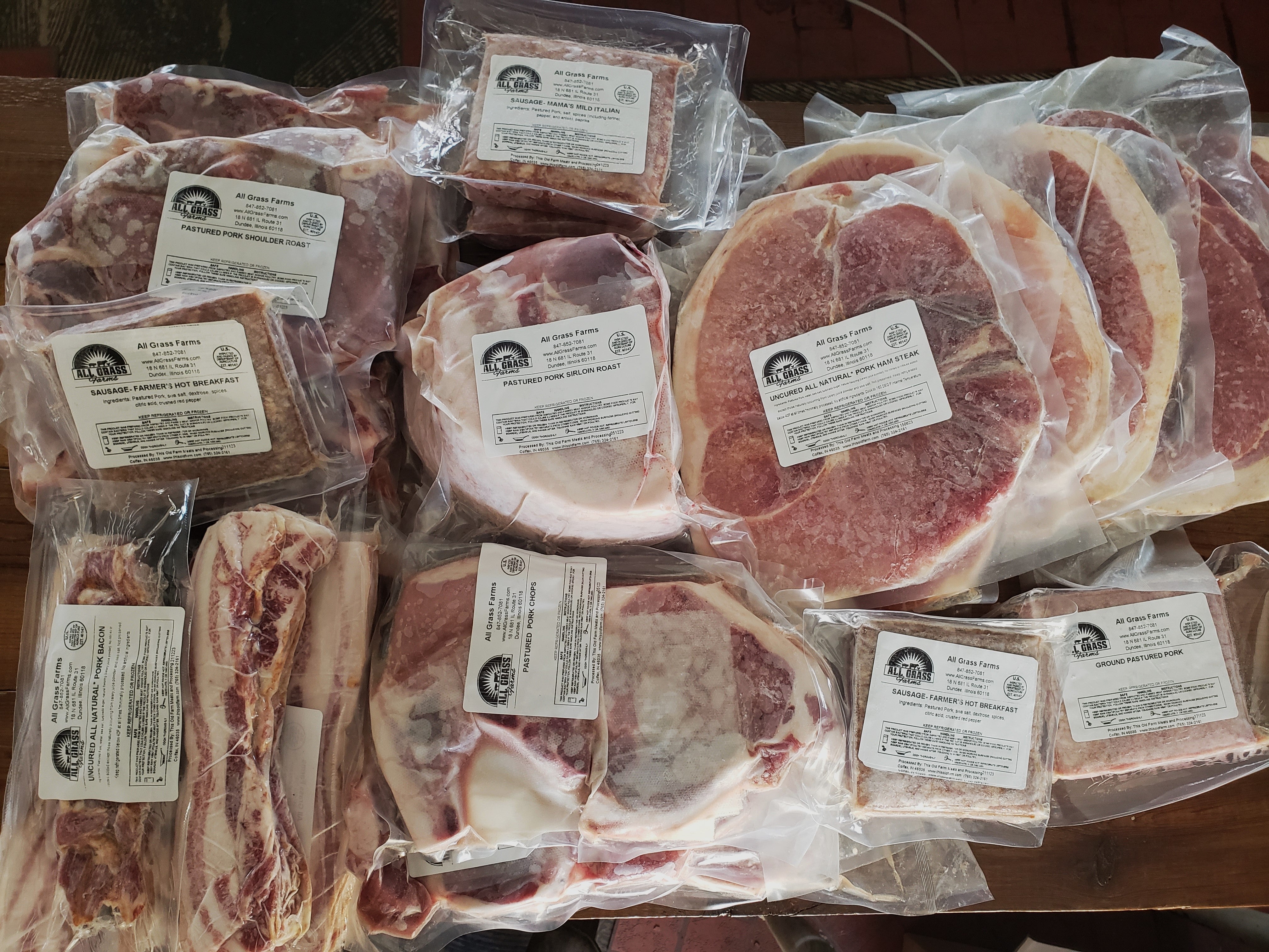 35 lb Pastured Pork Sampler - No Nitrate – All Grass Farms